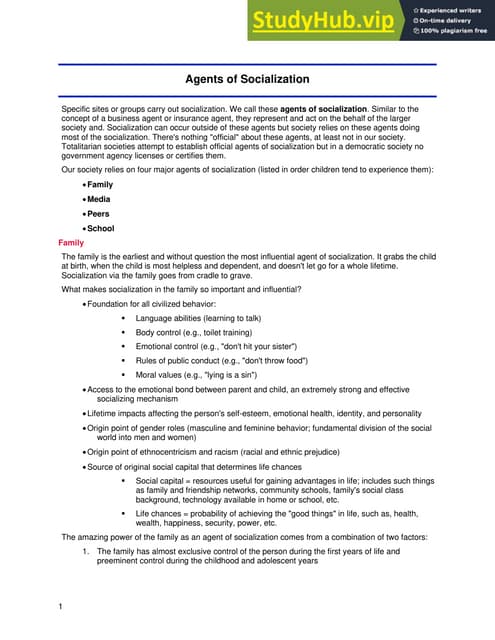 UCSP SOCIALIZATION.pptx | Parenting | Family and Relationships