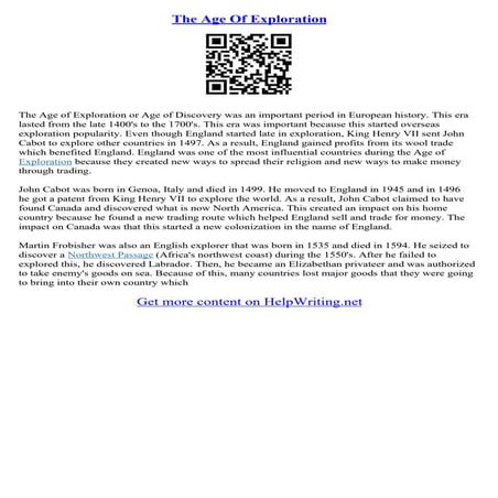 Age Of Exploration Essay | PDF