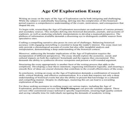 Age Of Exploration Essay | PDF