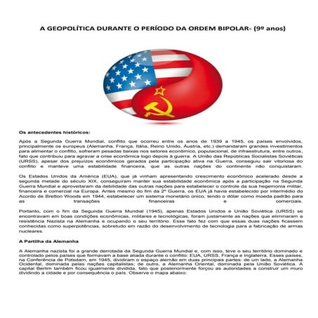A geopolítica durante o período da ordem bipolar | PDF