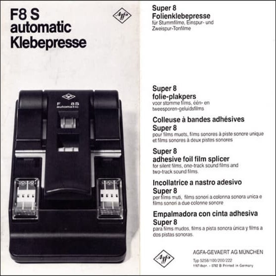 Agfa f8s automatic klebepresse_super 8 adhesive foil film splicer_user ...