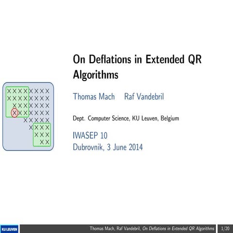 On Deﬂations in Extended QR Algorithms | PDF | Physics | Science