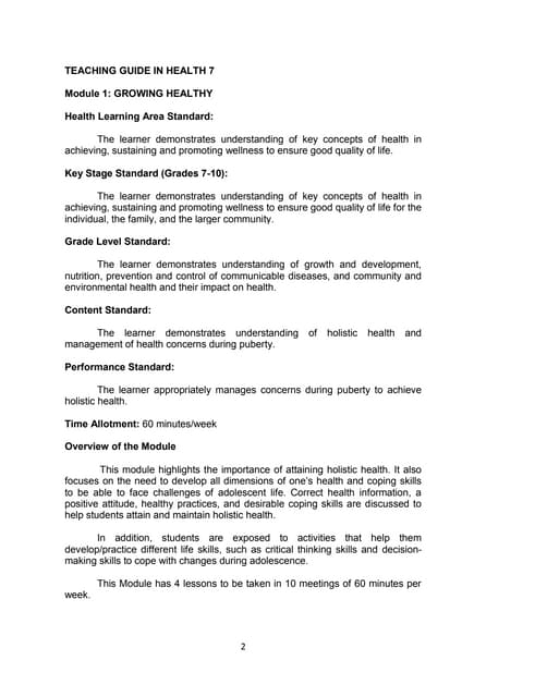 Lesson Exemplar Mapeh 7 Health | DOCX