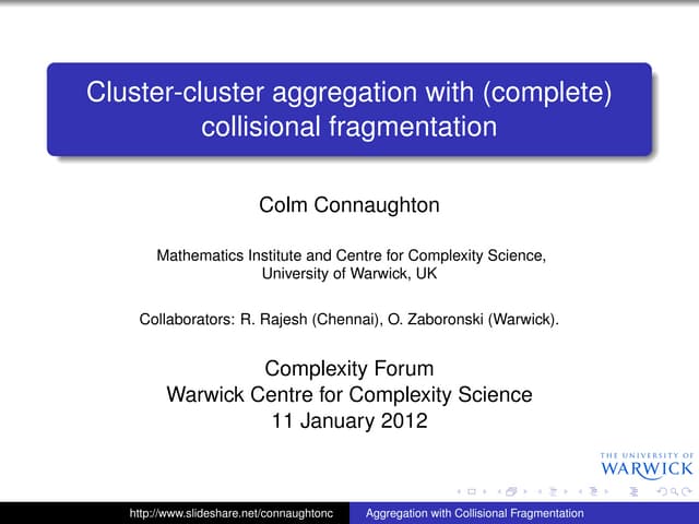 Cluster Cluster Aggregation With Complete Collisional Fragmentation Pdf