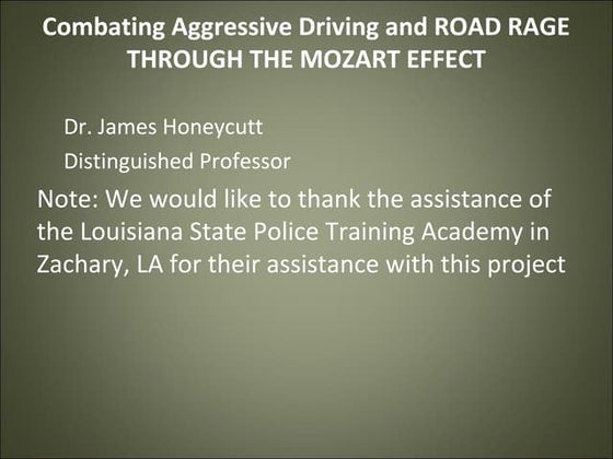 Aggressive Driving (Road Rage) and its prevention | PPT