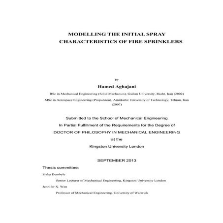 Modelling the initial spray characteristics from sprinkler spray | PDF