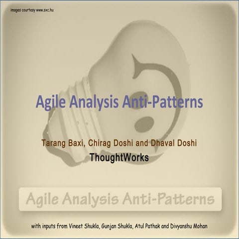Agile Analysis Anti-patterns | PPT