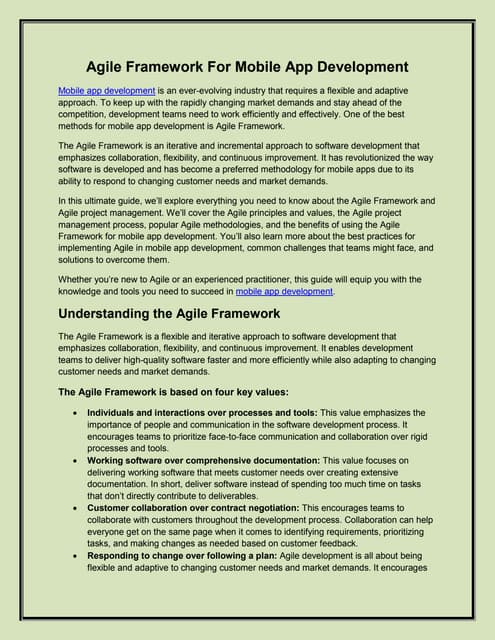 Benefits Of Agile Software Development 1 Pdf