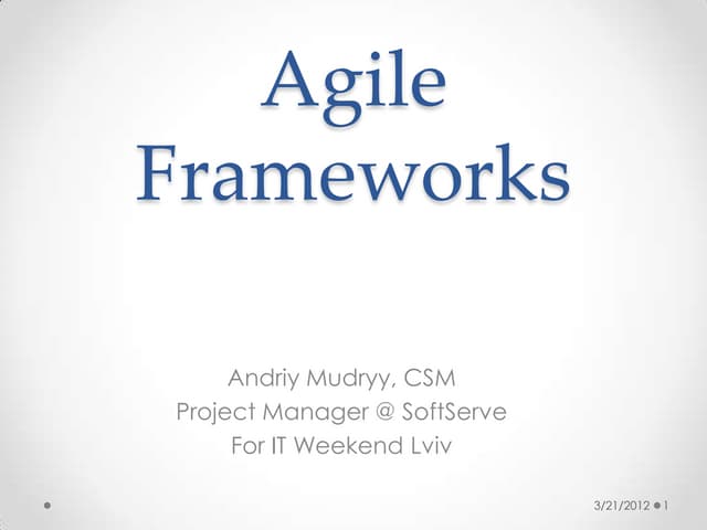 Agile Frameworks Ppt