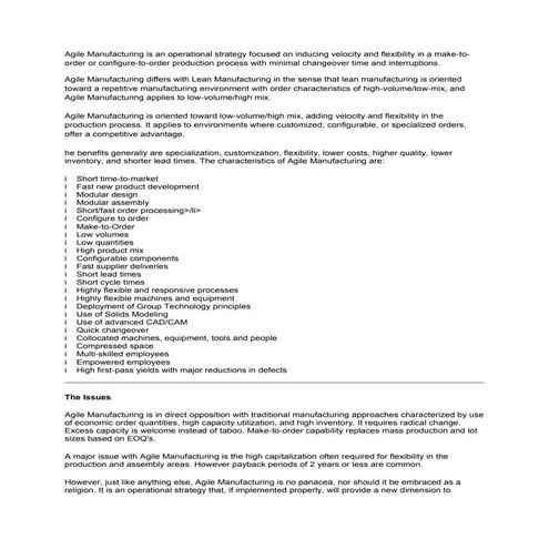 Agile manufacturing | PDF