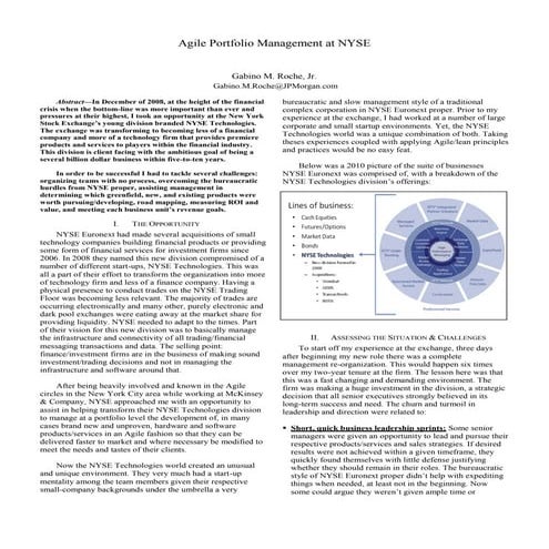 Agile portfolio management at nyse by gabino roche (1) | PDF