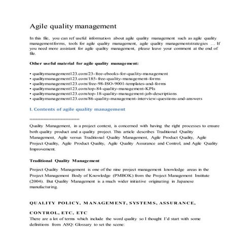 Agile quality management | DOCX