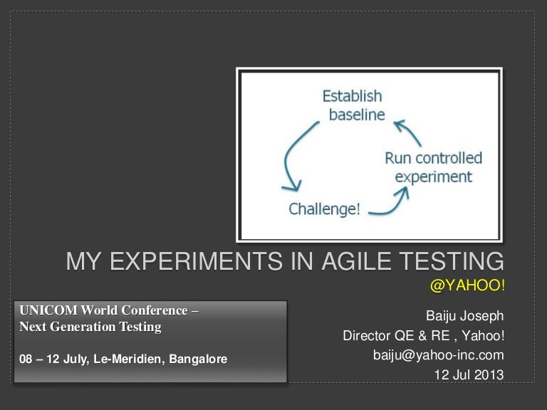 Agile Testing Experiments