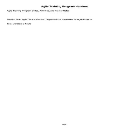 Agile_Training_Handout for basic training on agile process | PDF