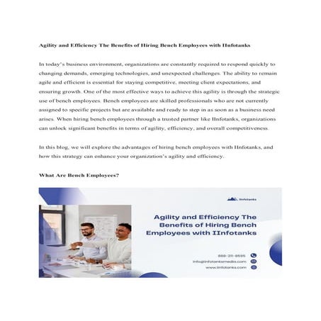 Agility and Efficiency The Benefits of Hiring Bench Employees with ...
