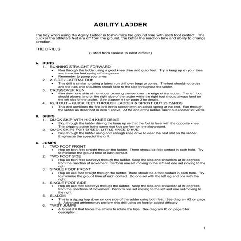 Agility Ladder Drills Diagrams Agility Ladder Exercises