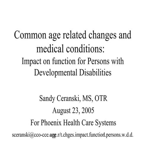 Aging and Function for People with Developmental Disabilities | PPT