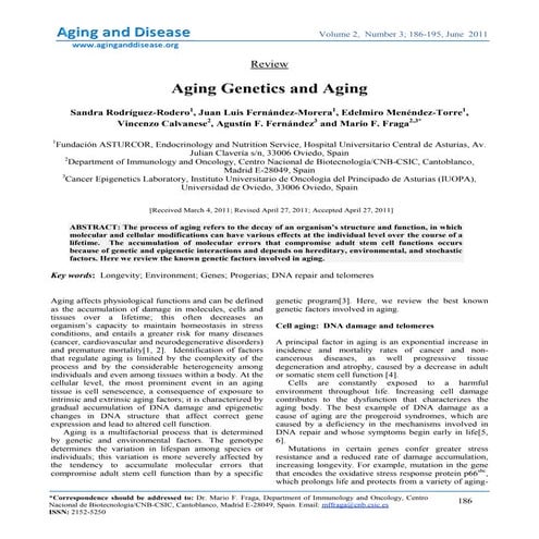Aging genetics and aging | PDF | Genetics | Science