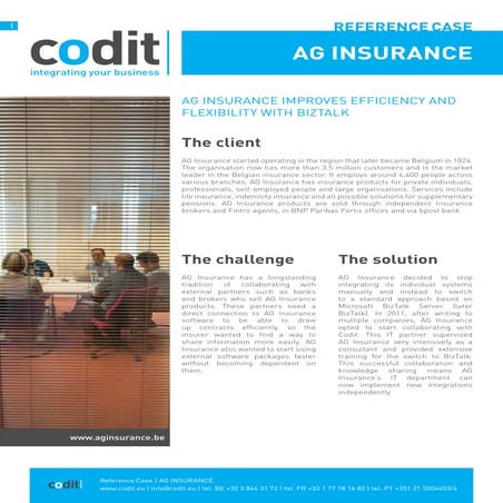 AG Insurance improves efficiency and flexibility with BizTalk | PDF