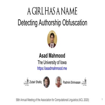 A girl has a name detecting authorship obfuscation (1) | PPT