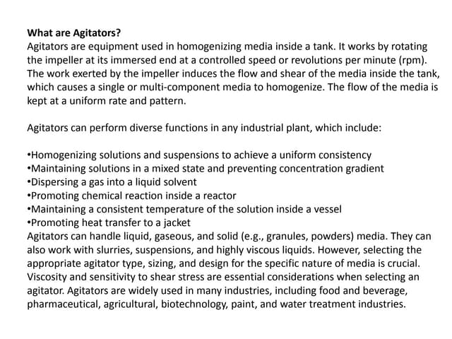 Types of agitators | PPTX | Physics | Science