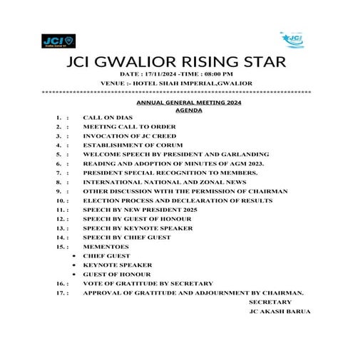 AGM AGENDA RISING STAR.docx juhuh hu ugui guui guy iugui gui | PDF