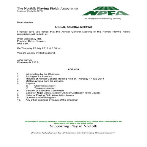 Agm letter and agenda 23 july 2015 - 6.00 pm | DOC