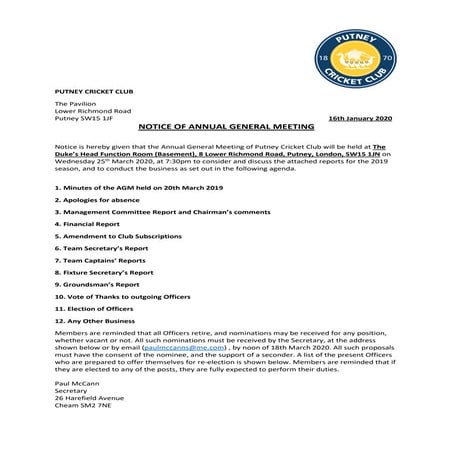 AGM Notice 2020 | PDF