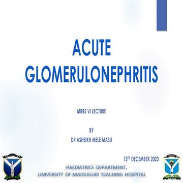 Comprehensive Lecture on Acute Glomerulonephritis in Children ...