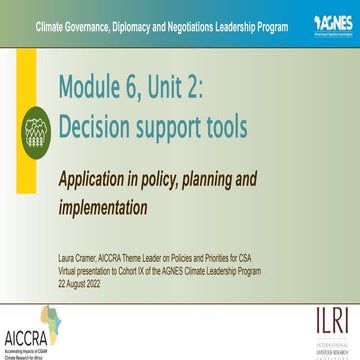 Decision Support Tools: Application in policy, planning and ...
