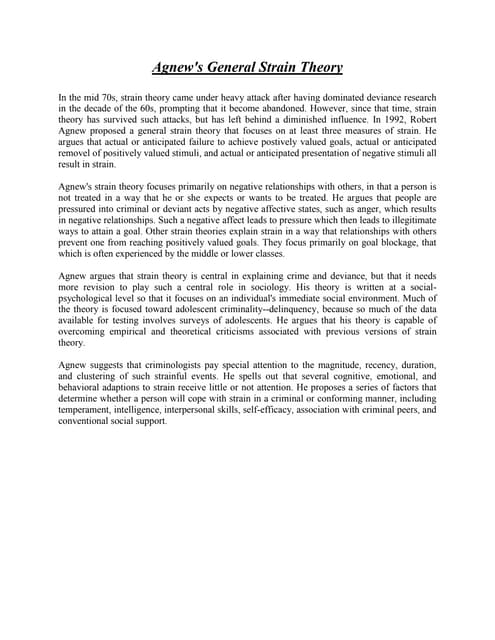 Agnew’s general strain theory | PPTX | Crime & Harmful Acts to ...