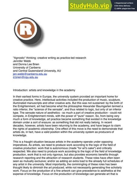 Artistic Research Experiment In Art | PDF