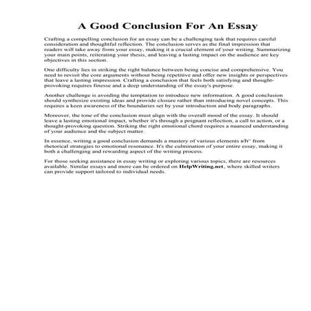 A Good Conclusion For An Essay | PDF