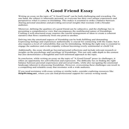A Good Friend Essay | PDF