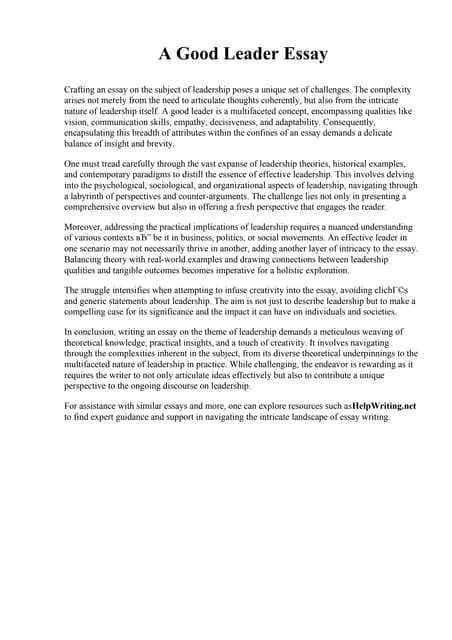 Leadership Skills Essay. York College of Pennsylvania | PDF