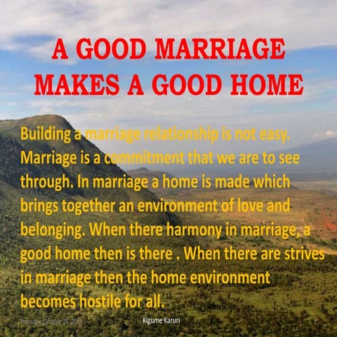 A Good Marriage Makes a Good Home | PPT