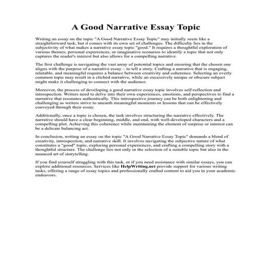 A Good Narrative Essay Topic | PDF