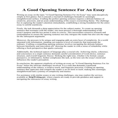 A Good Opening Sentence For An Essay.pdf