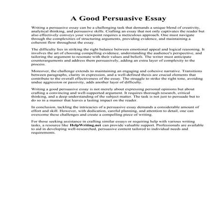 A Good Persuasive Essay | PDF