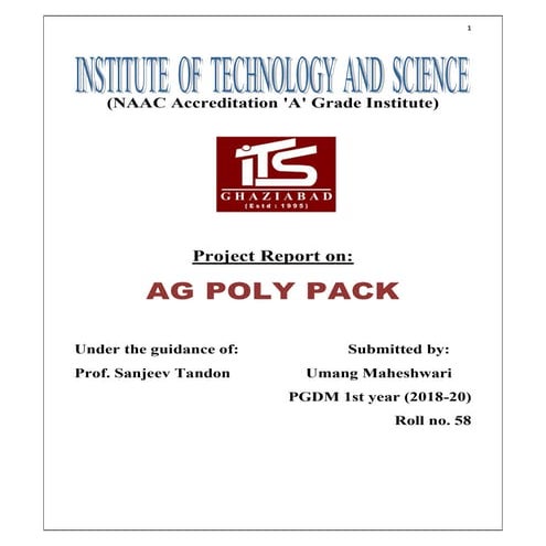 AG poly pack project report | PDF
