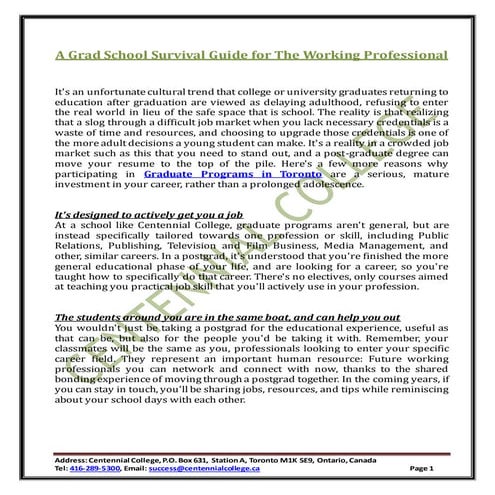 A Grad School Survival Guide for The Working Professional | DOCX