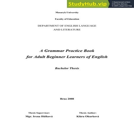 A Grammar Practice Book For Adult Beginner Learners Of English | PDF