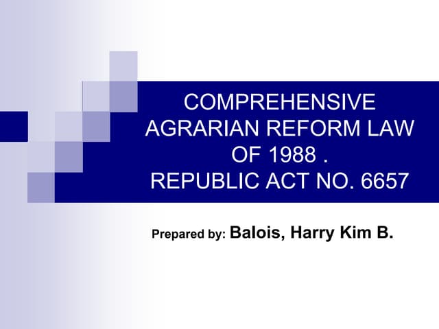 Agrarian land reform program (roxas aquino) | PPT