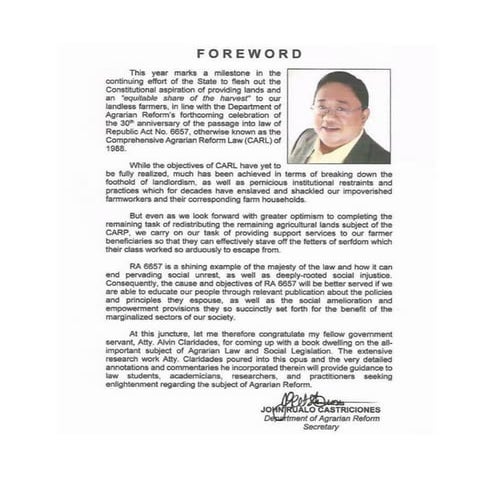 Foreword by DAR Secretary John Castriciones | PDF