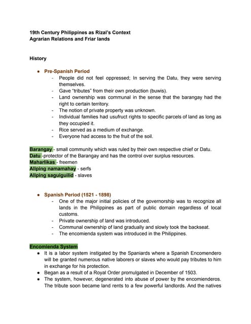 Agrarian (Land) Reform in the Philippines During Spanish Period | PPTX