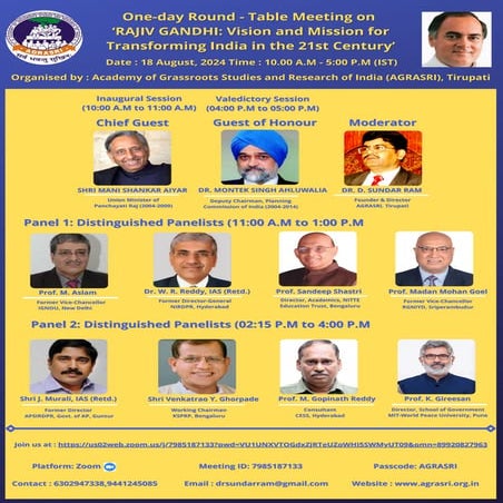 Invitation Card - AGRASRI One-day Round - Table Meeting on 'Rajiv ...