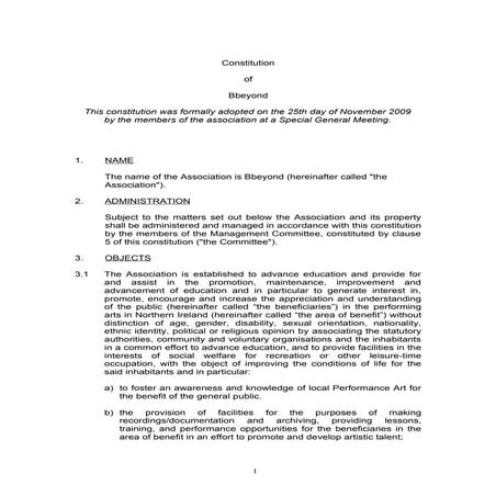 Apartment Association Byelaws Template | DOC