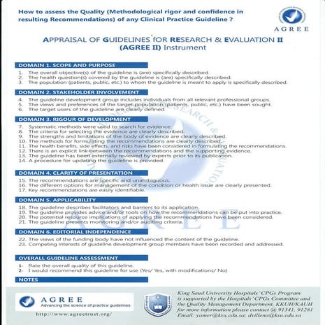 AGREE II Instrument criteria in short | PDF