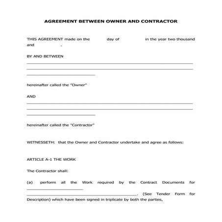 AGREEMENT BETWEEN OWNER AND CONTRACTOR | PDF | Business | Business and ...