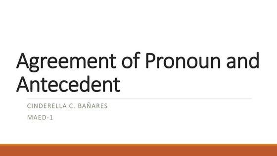 Pronoun antecedent agreement | PPT